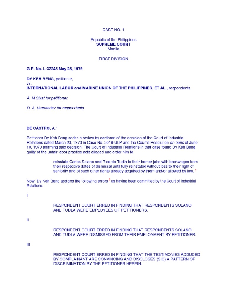 Labor Law Cases (1-8) | PDF | Independent Contractor | Unfair Labor ...