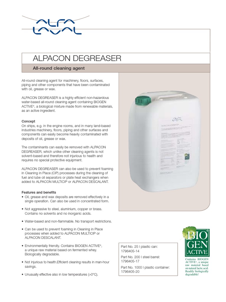 Alpacon Degreaser EPS00001EN | PDF | Petroleum | Industrial Processes