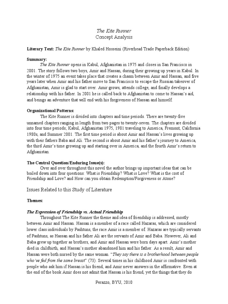 Concept Analysis: Literary Text: The Kite Runner by Khaled Hosseini (Riverhead Trade Paperback ...