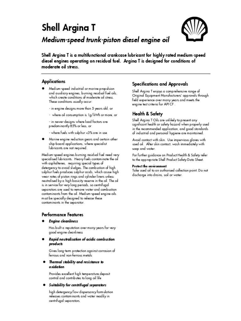 Argina T30 - TDS | PDF | Motor Oil | Engines