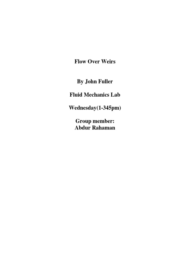 Flow Over Weirs | PDF | Flow Measurement | Fluid Mechanics