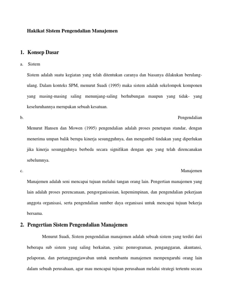 Hakikat Sistem Pengendalian Manajemen | PDF