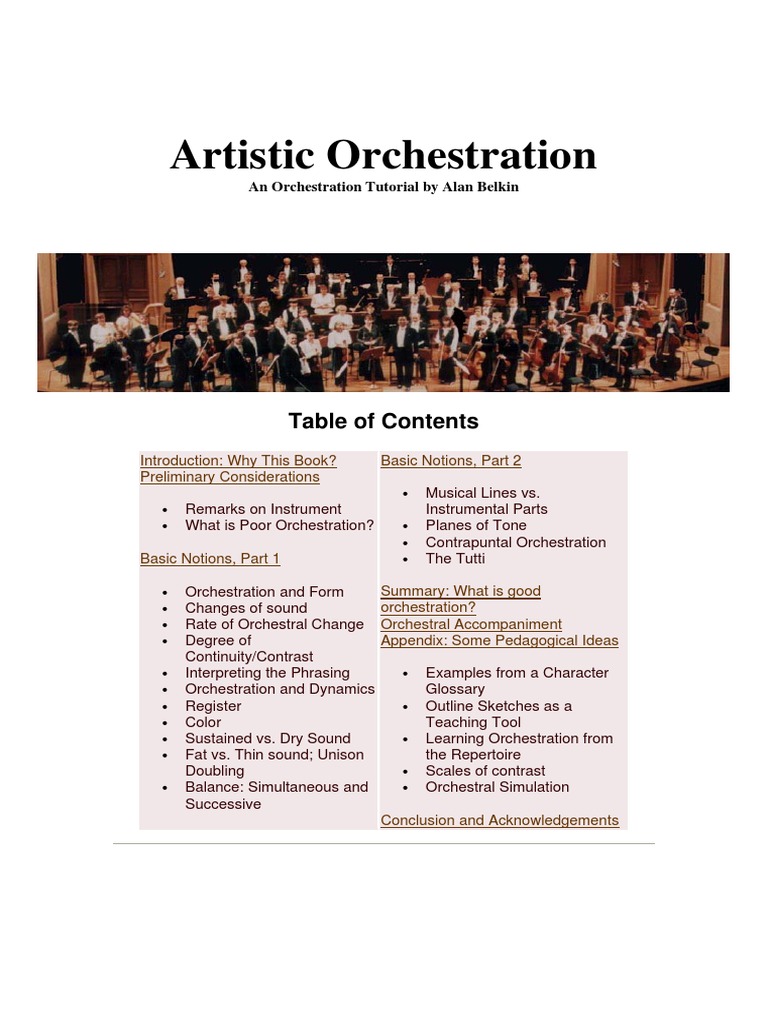 Artistic Orchestration: An Orchestration Tutorial by Alan Belkin | PDF ...