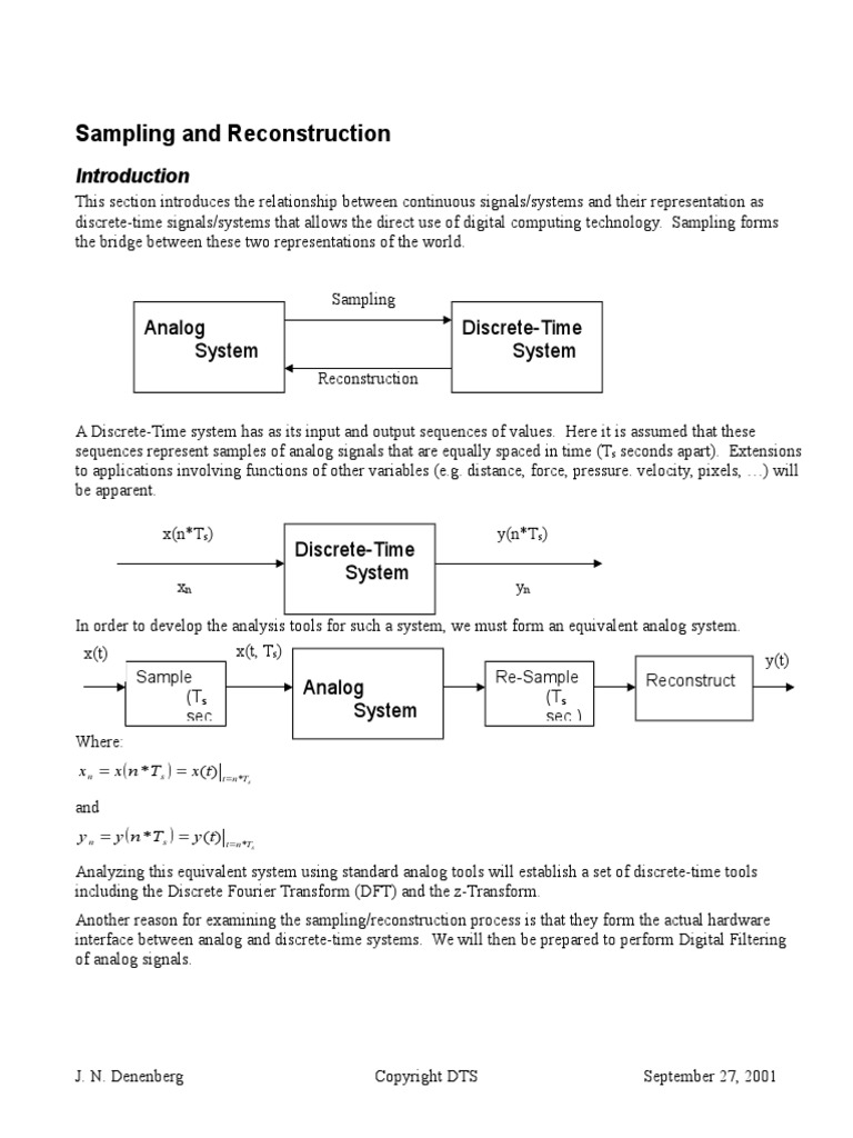 Sampling and Reconstruction: Analog System Discrete-Time System | PDF ...