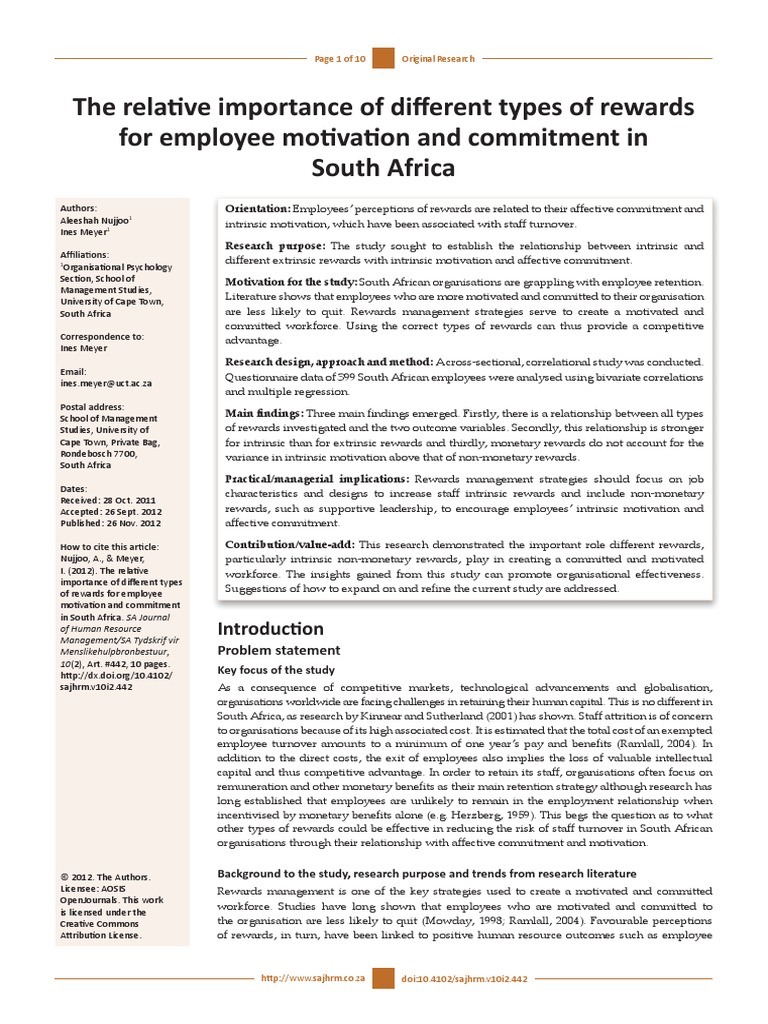 Rewards and Motivation | PDF