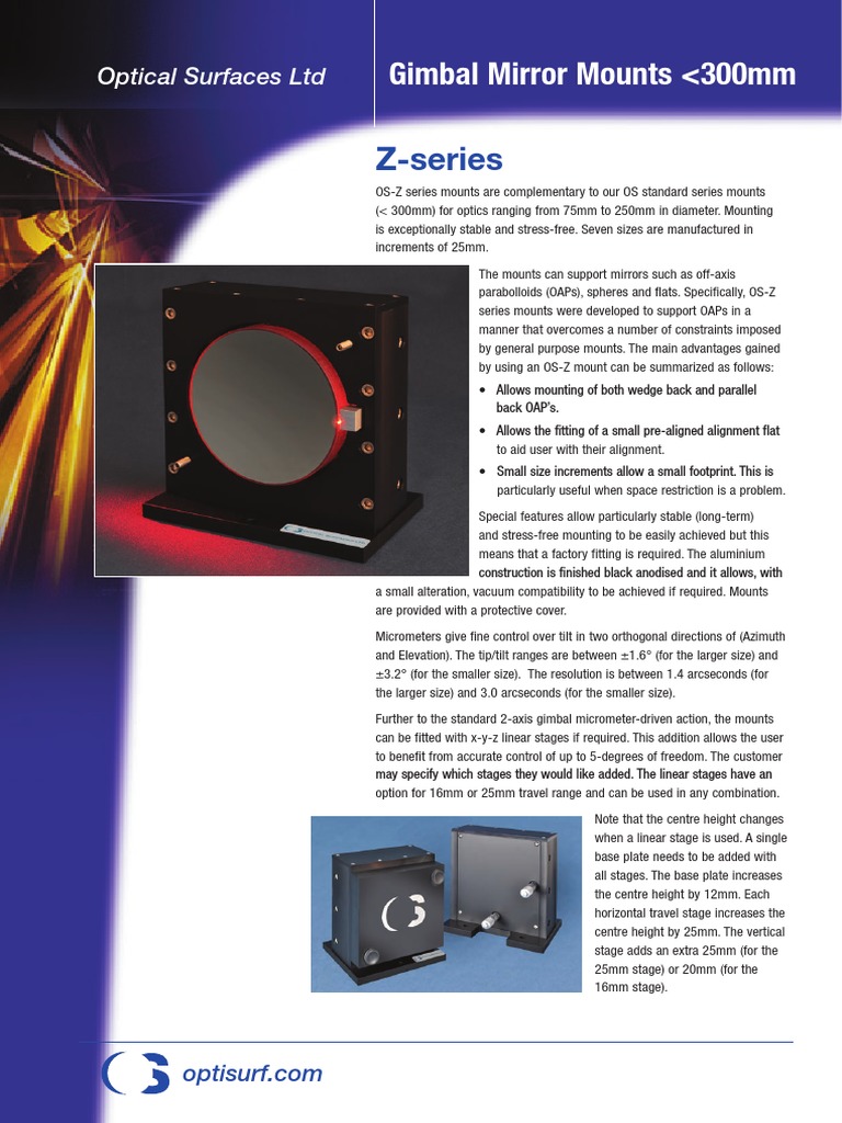 Gimbal Mirror Mounts Z-Series (300mm 3784 | PDF | Equipment | Optics
