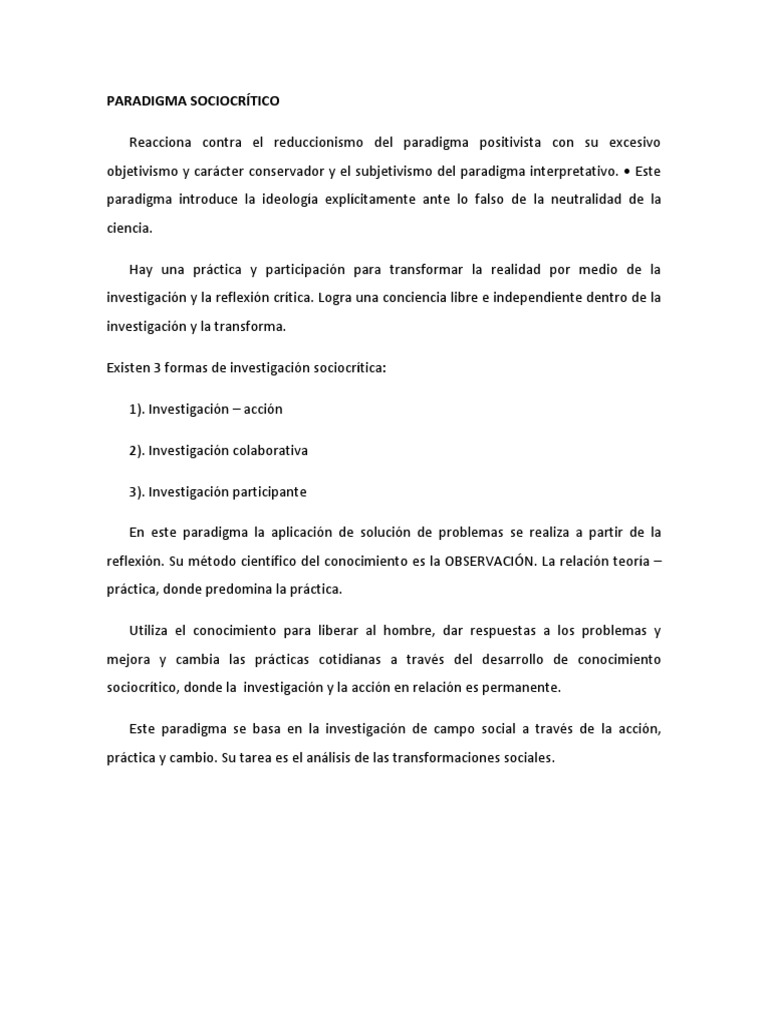 Paradigma Sociocritico | PDF