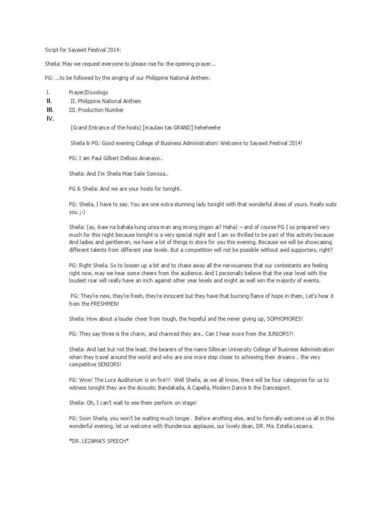 Script For Sayawit Festival 2014 | PDF | Leisure