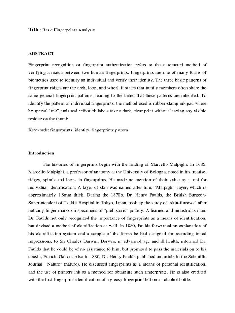 Fingerprint Pattern Analysis and Rarity | PDF | Fingerprint | Skin