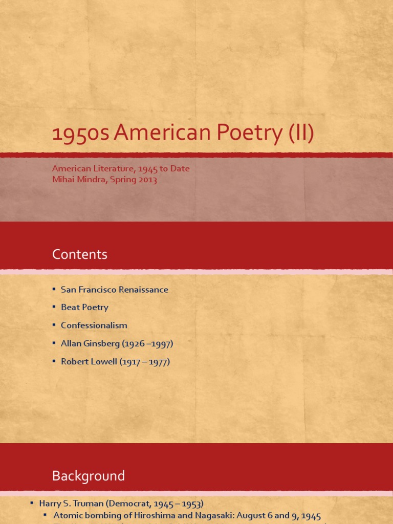 1950s American Poetry (II) : American Literature, 1945 To Date Mihai ...