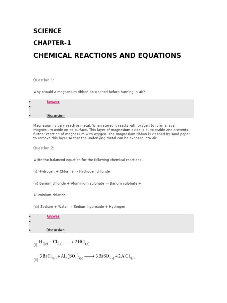 Chapter-1-Chemical Reactions and Equations | PDF | Chemical Reactions ...