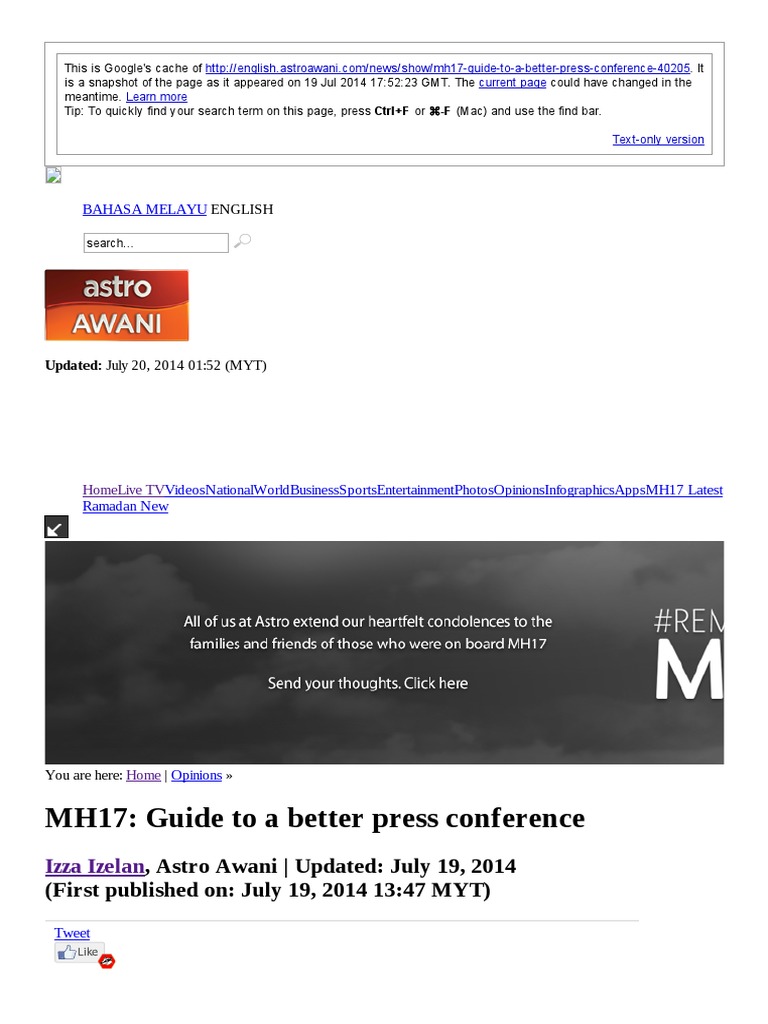 Astro Awani: How To Conduct Better Press Conferences | PDF | Accident ...