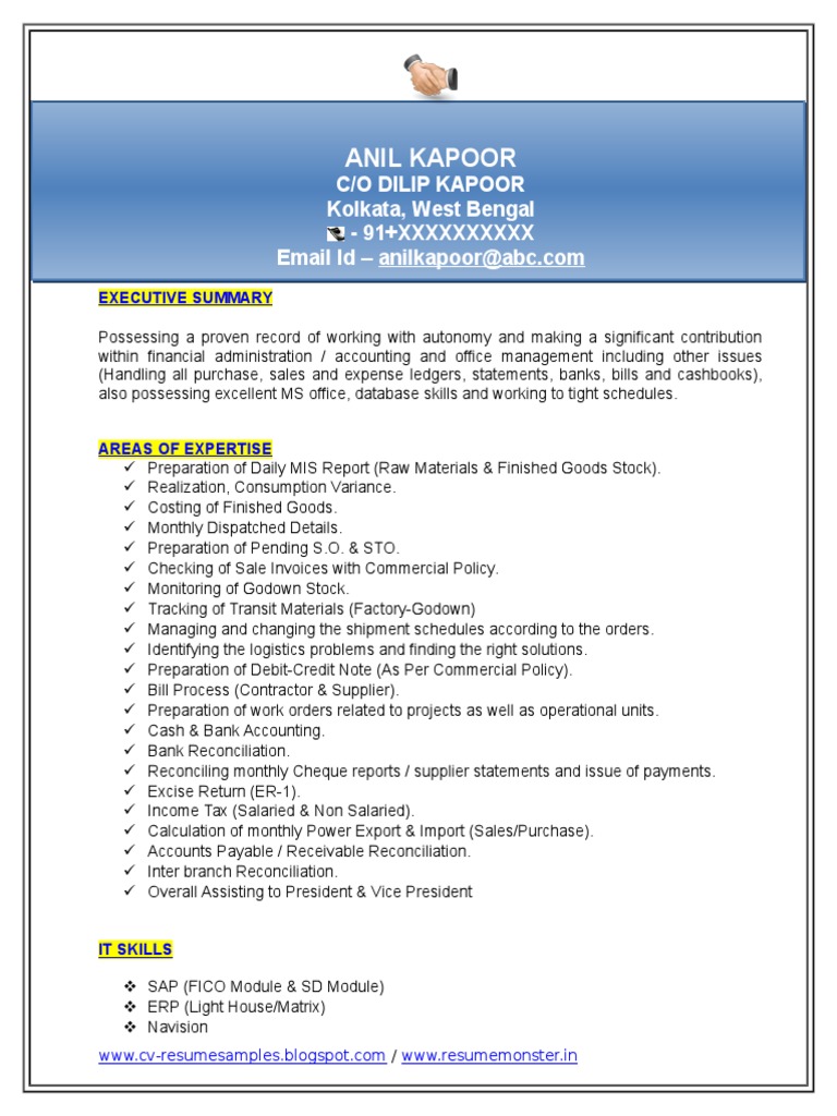 MBA Finance Resume Sample For Experienced | PDF | Money | Corporations