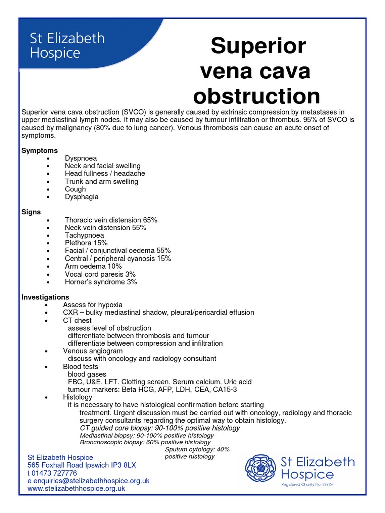 Guidelines For The Management of Superior Vena Cava Obstruct | PDF ...