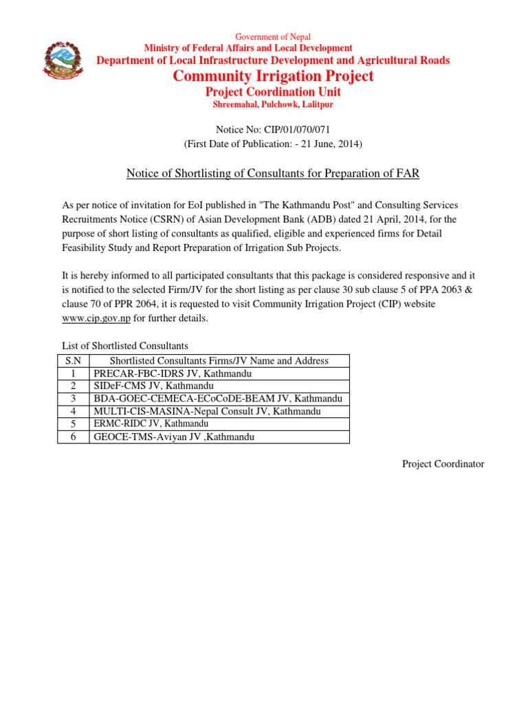 Notice For RFP CIP | PDF