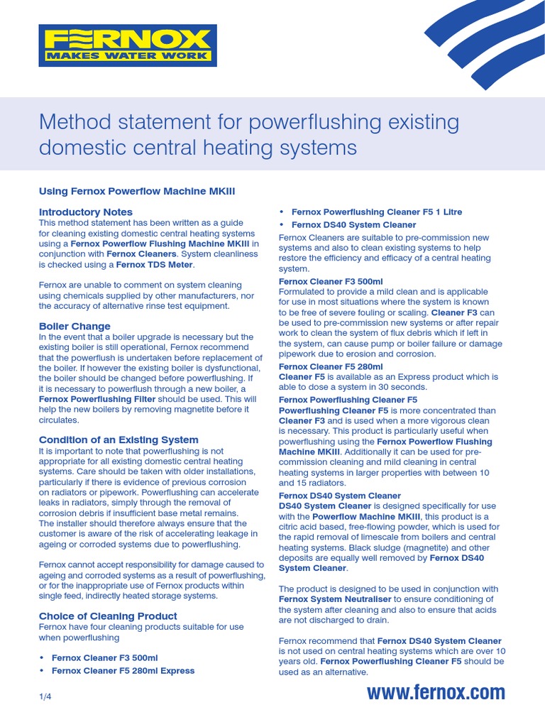 Guide to Powerflushing Domestic Heating Systems with Fernox Machine ...