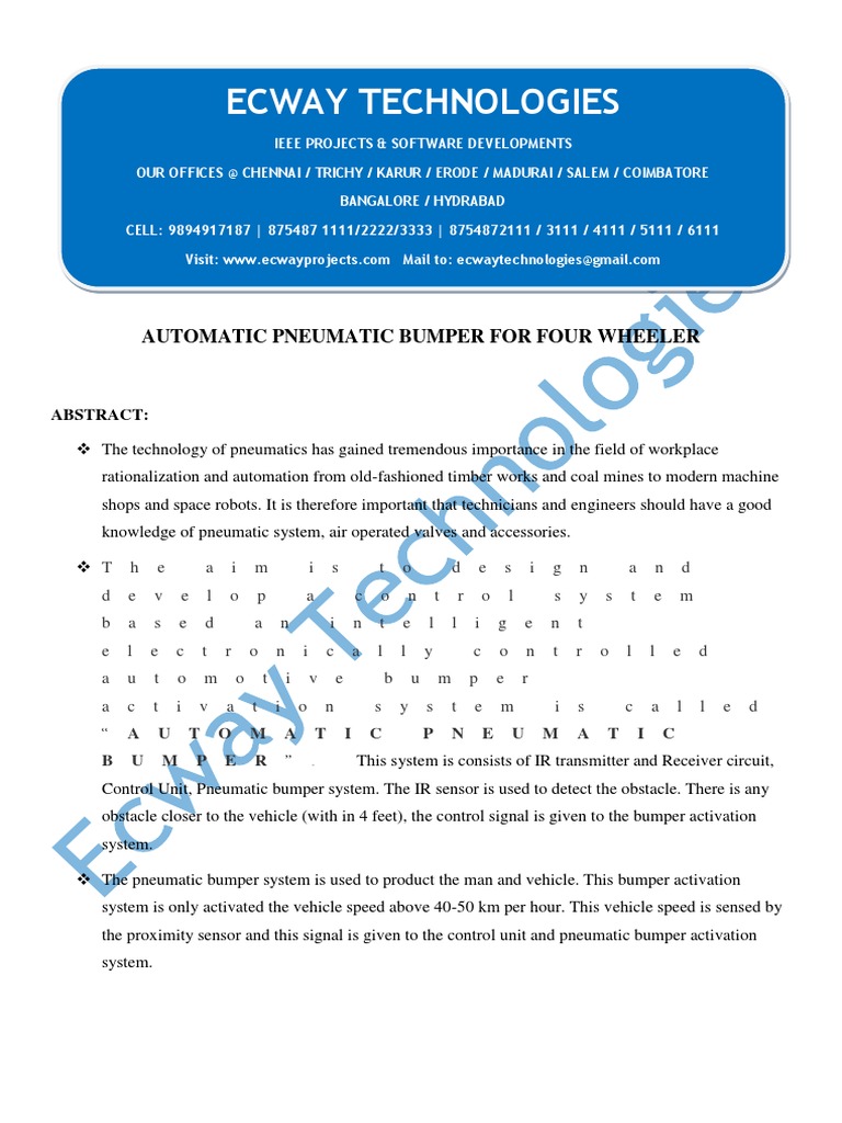 Automatic Pneumatic Bumper For Four Wheeler | PDF | Pneumatics | Valve