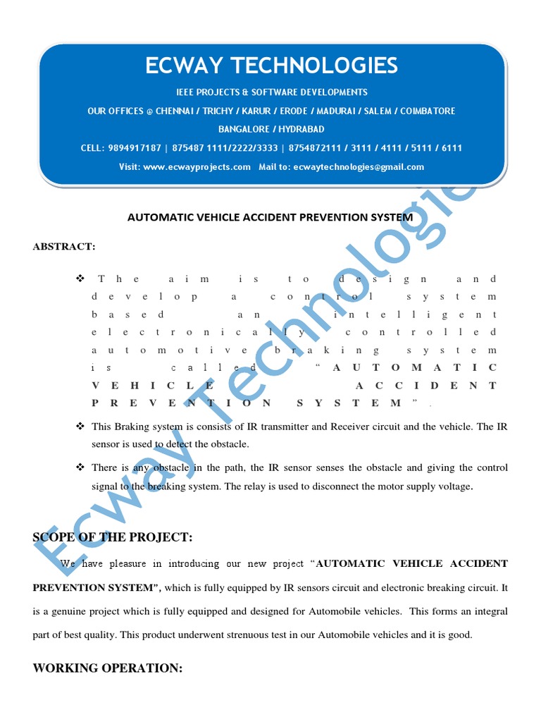Automatic Vehicle Accident Prevention System | PDF | Remote Control | Relay