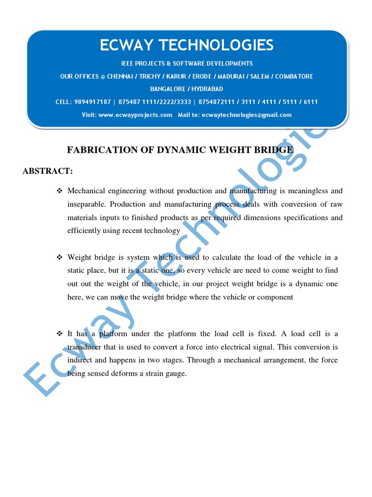 Fabrication of Dynamic Weight Bridge | PDF | Deformation (Mechanics ...
