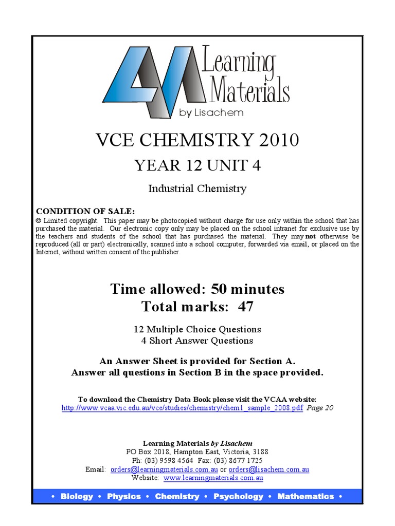 Unit 4 Industrial Chemistry | PDF | Chemical Equilibrium | Chemical ...