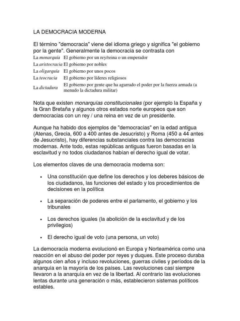 La Democracia Moderna | PDF | Democracia | Ideologías políticas