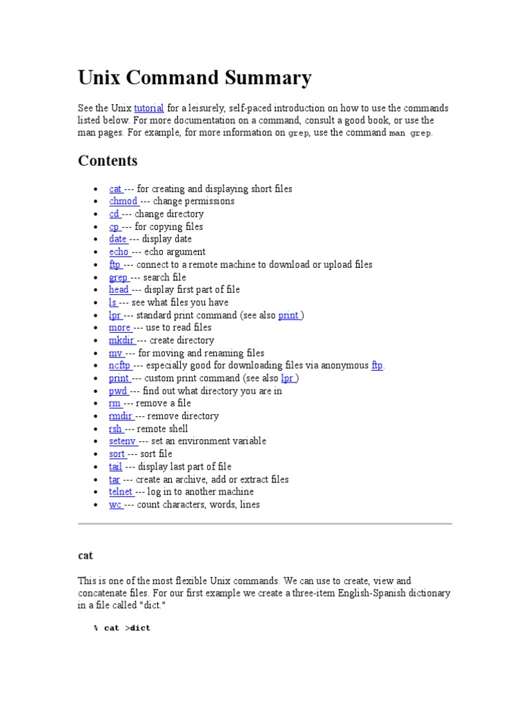Unix Command Summary: Tutorial | PDF | Computer File | File Transfer Protocol