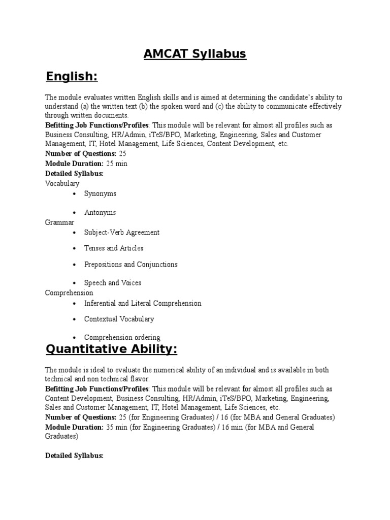 AMCAT Syllabus | PDF | Engineer | Engineering