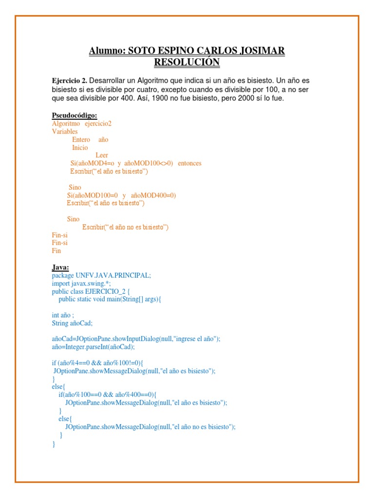 Algoritmos en Java: Bisiestos, Promedios y Más | PDF | Algoritmos ...