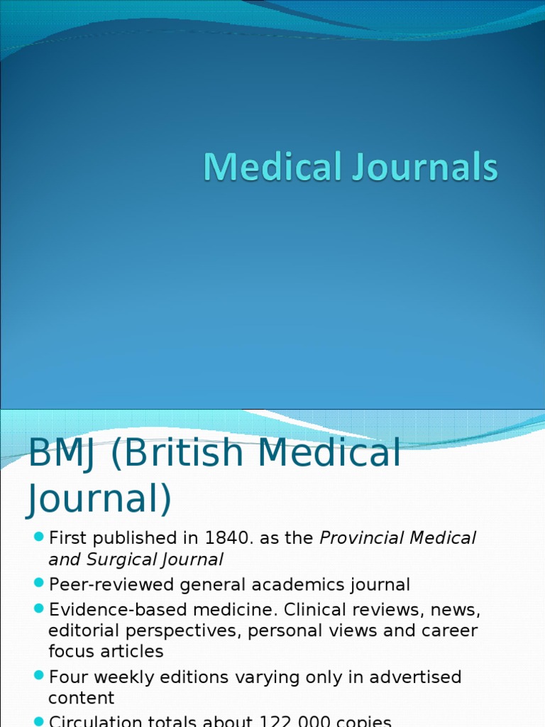 Medical Journals - Presentation | PDF | Academic Journal | Medicine