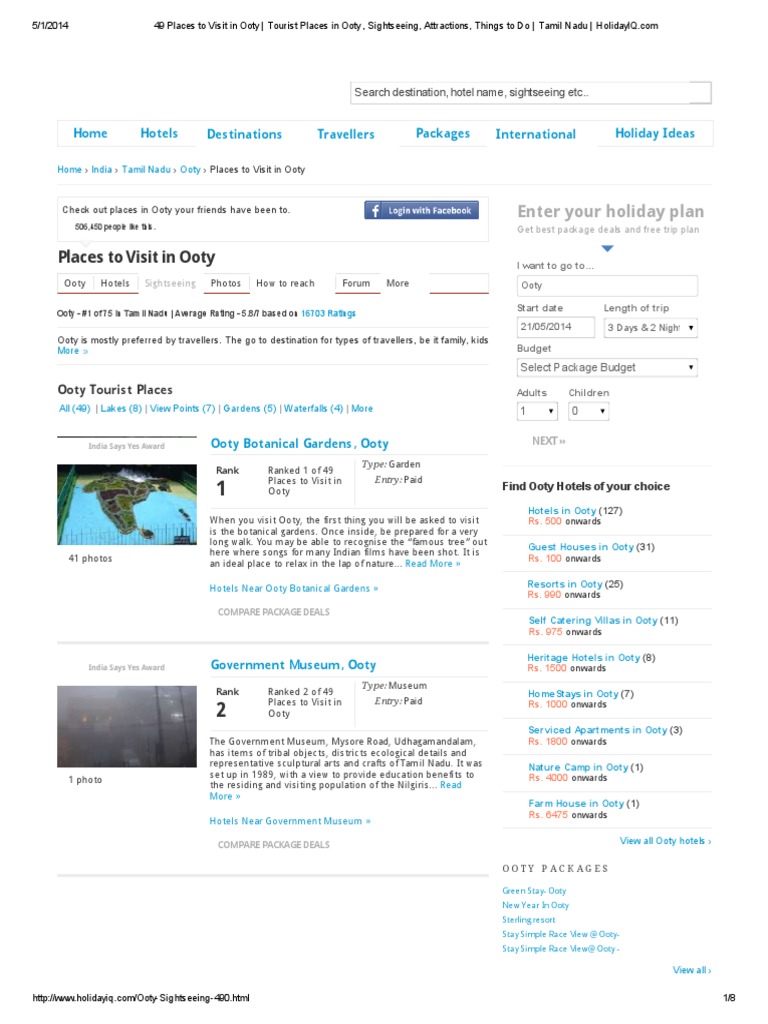 Places To Visit in Ooty: Enter Your Holiday Plan | PDF | Tourism ...