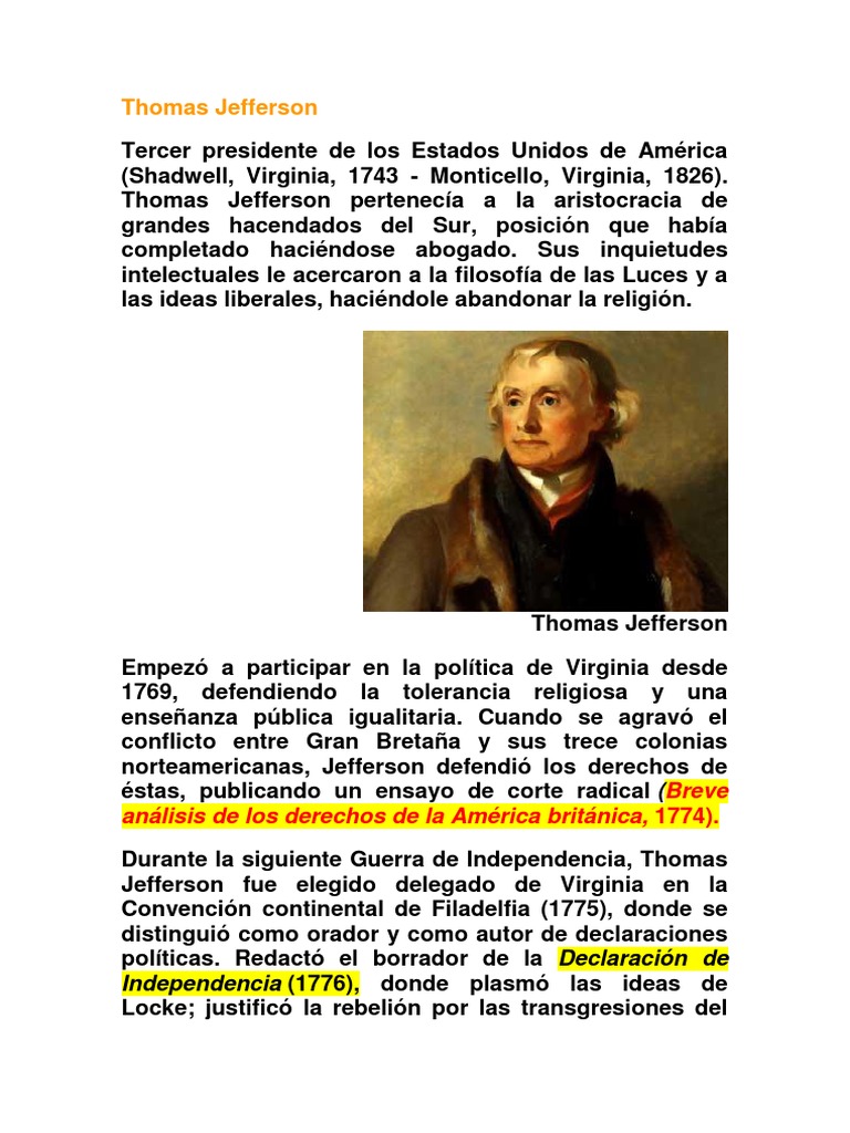 Thomas Jefferson | PDF | Thomas Jefferson | Virginia