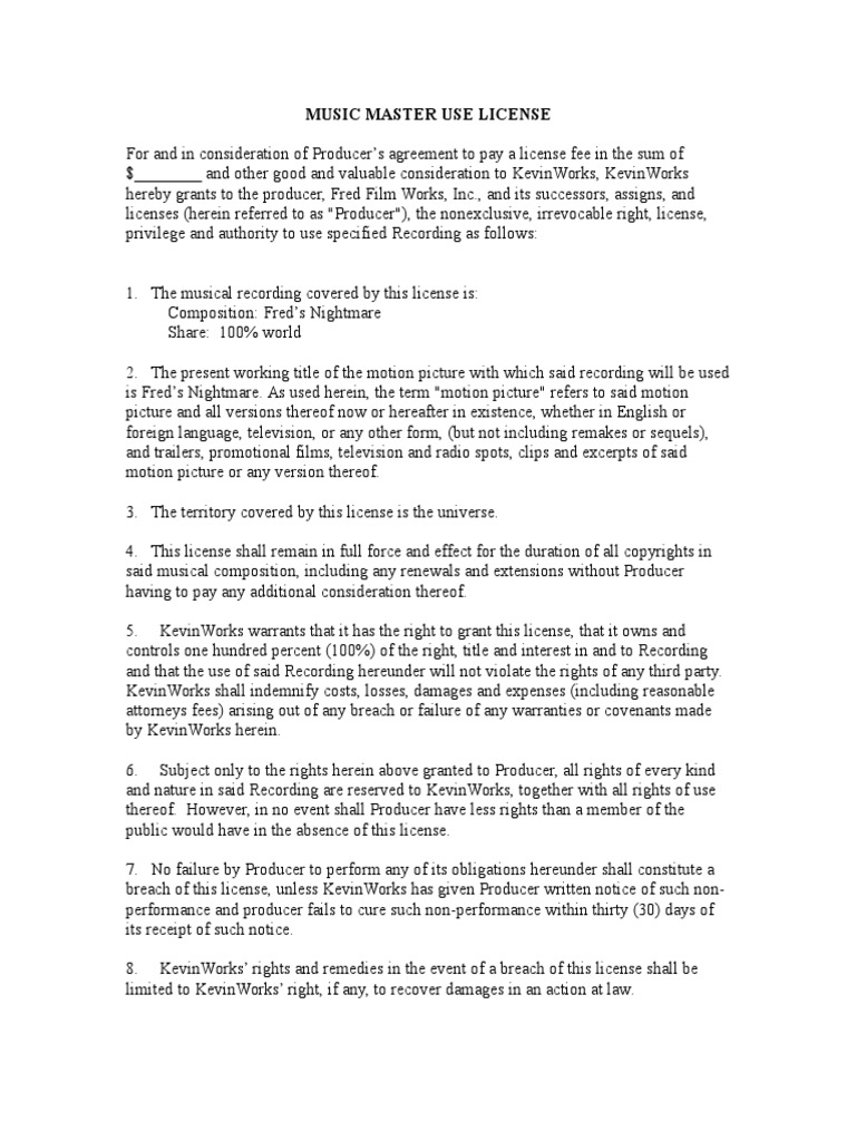 Master License Example | PDF | Damages | Government Information