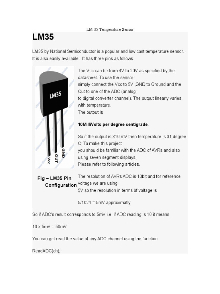 LM 35 Temperature Sensor | PDF