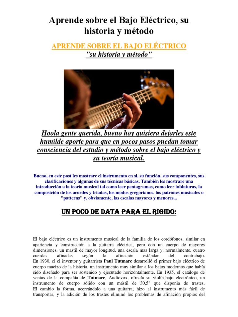 Aprende Sobre El Bajo Eléctrico | PDF | Bajo | Notación musical