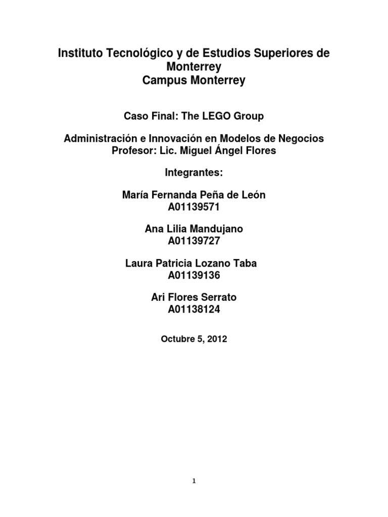 Caso Final-Lego (Completo) | PDF | Tecnología de información y ...