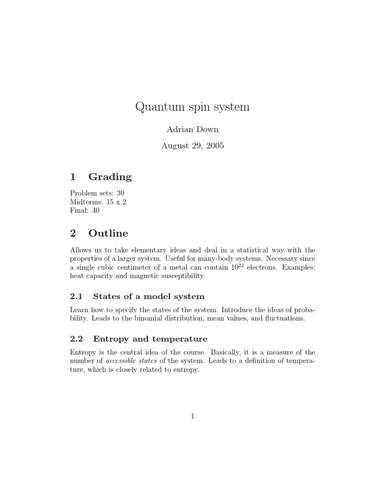 Quantum Spin Systems: An Introduction to Statistical Mechanics of Many ...