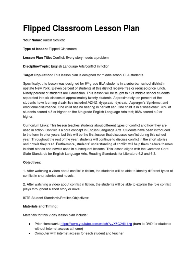 Flipped Classroom ELA Conflict Lesson | PDF | Educational Assessment ...