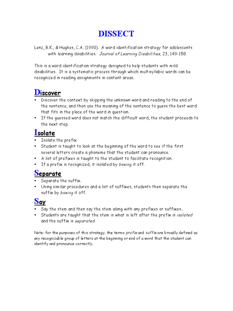 dissect | Consonant | Word