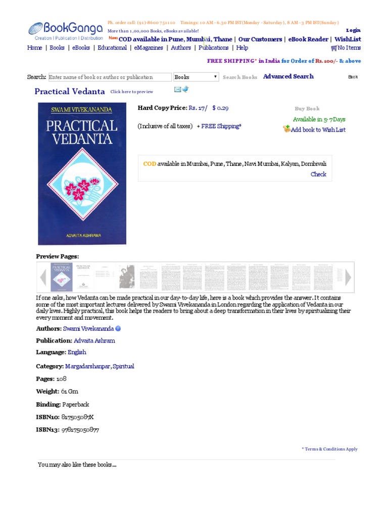 Practical Vedanta: Enter Name of Book or Author or Publication | PDF | Indian Religions | E Books