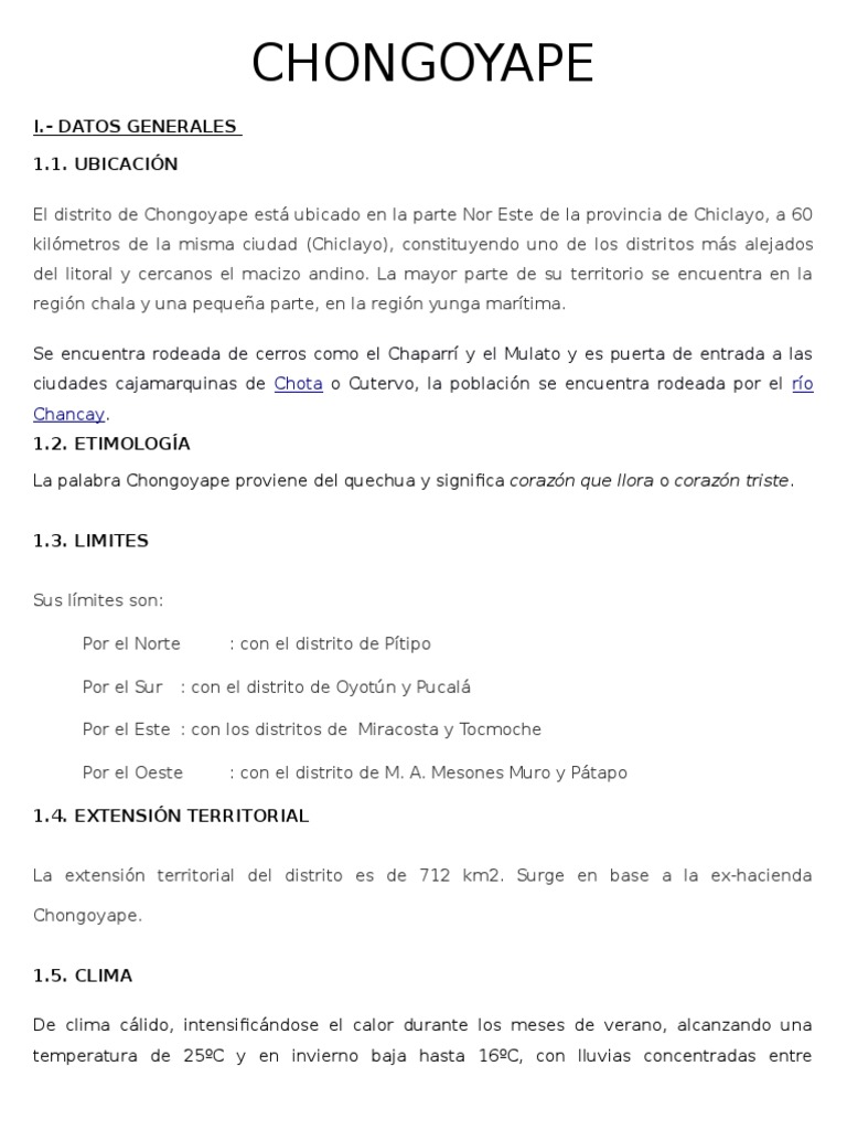 Historia y Geografía de Chongoyape | PDF | Science | Ciencia (general)