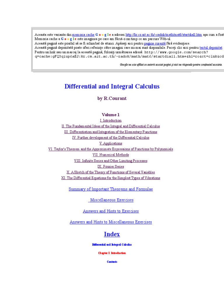 Calcul Integral 1 CUPRINS | PDF | Integral | Philosophical Methodology