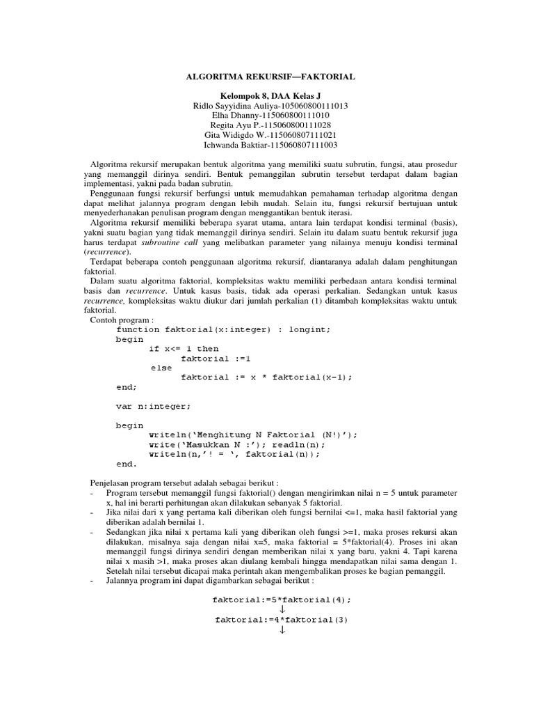 Algoritma Rekursif-Faktorial | PDF