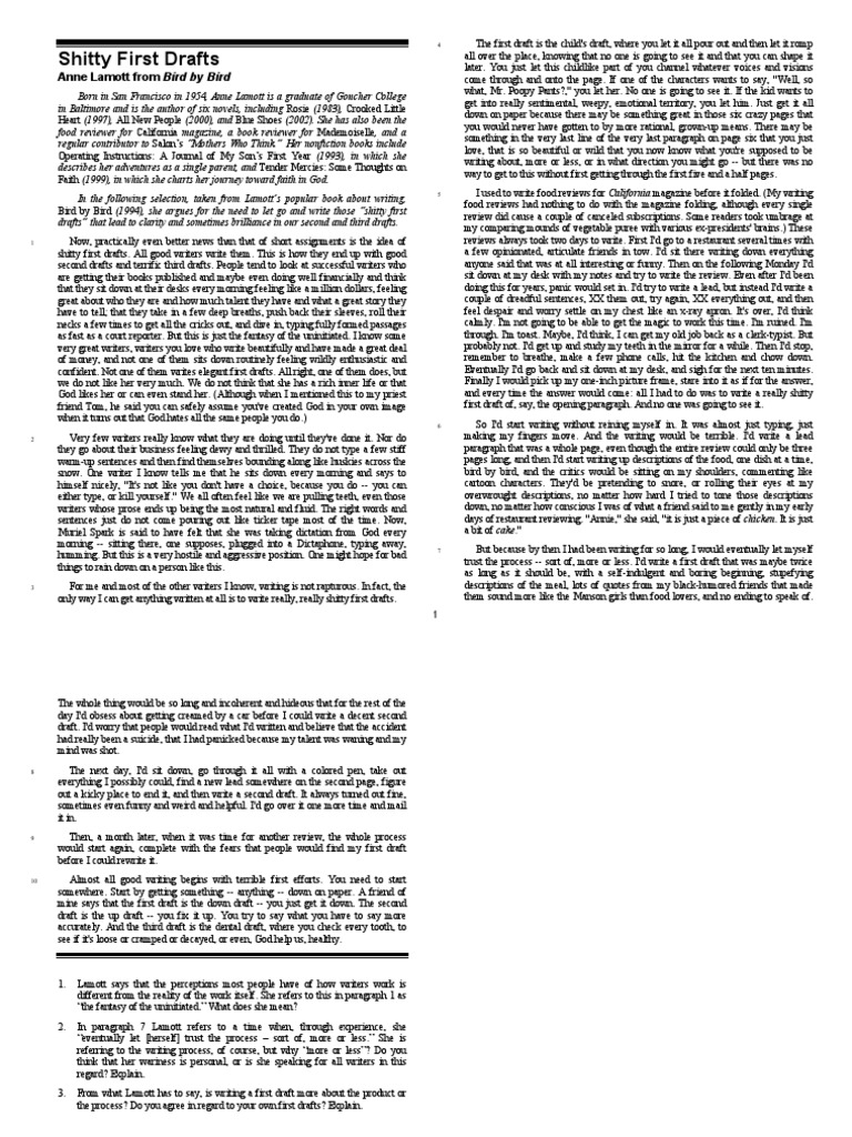 Shitty First Drafts - Anne Lamott