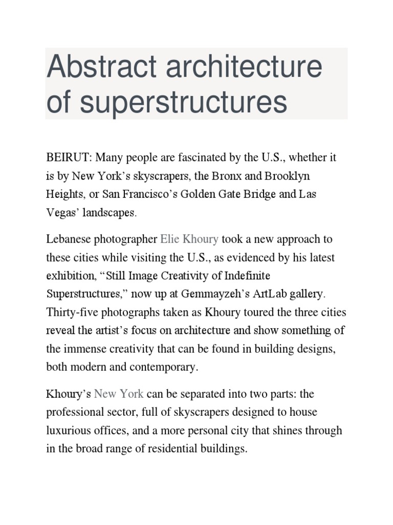 Abstract Architecture of Superstructures | PDF | Art Media | Vision