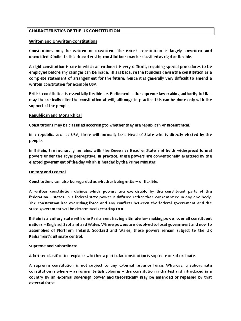 The UK Constitution | PDF | Constitution Of The United Kingdom ...