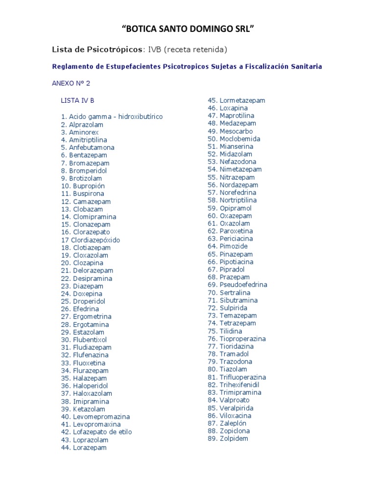 Lista de Psicotrópicos | PDF