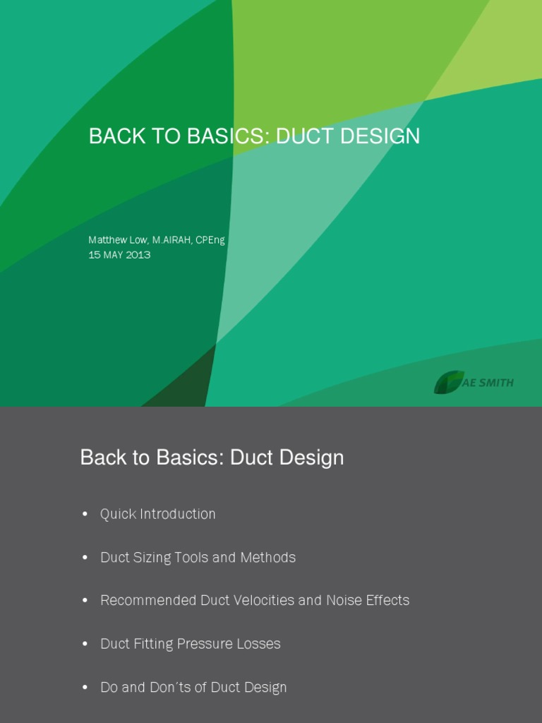 Back to Basics Duct Design Guide | PDF | Duct (Flow) | Pressure