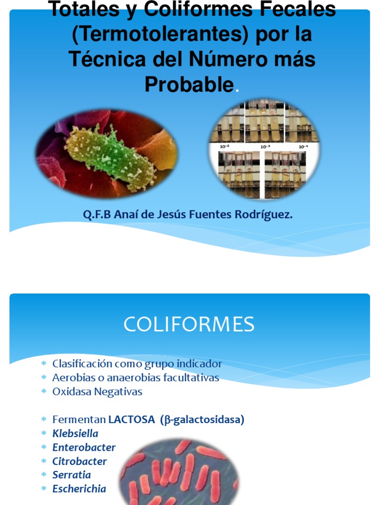 Determinación de Coliformes Fecales NMP | PDF | Procariota | Las bacterias