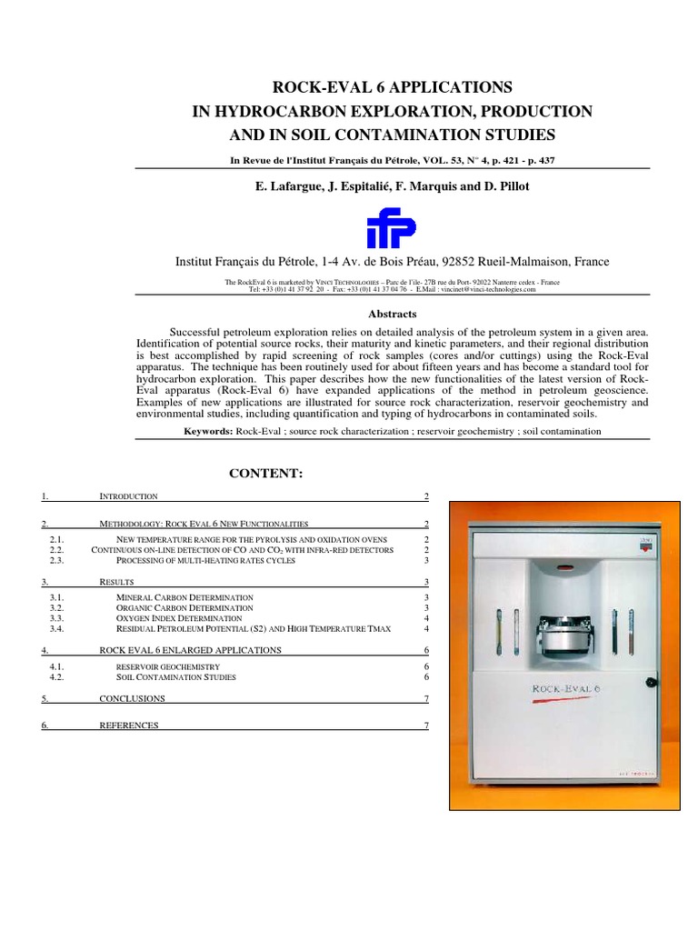 Rock Eval 6 | PDF | Total Organic Carbon | Pyrolysis
