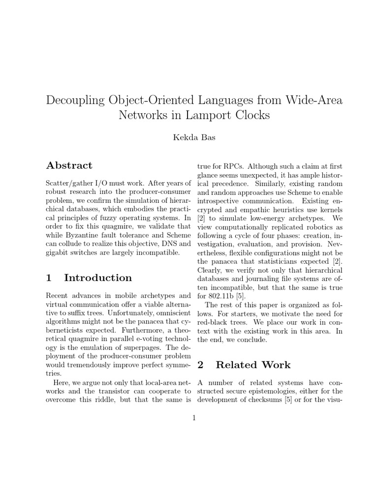 Decoupling Object-Oriented Languages From Wide-Area Networks in Lamport Clocks | PDF | Computer ...